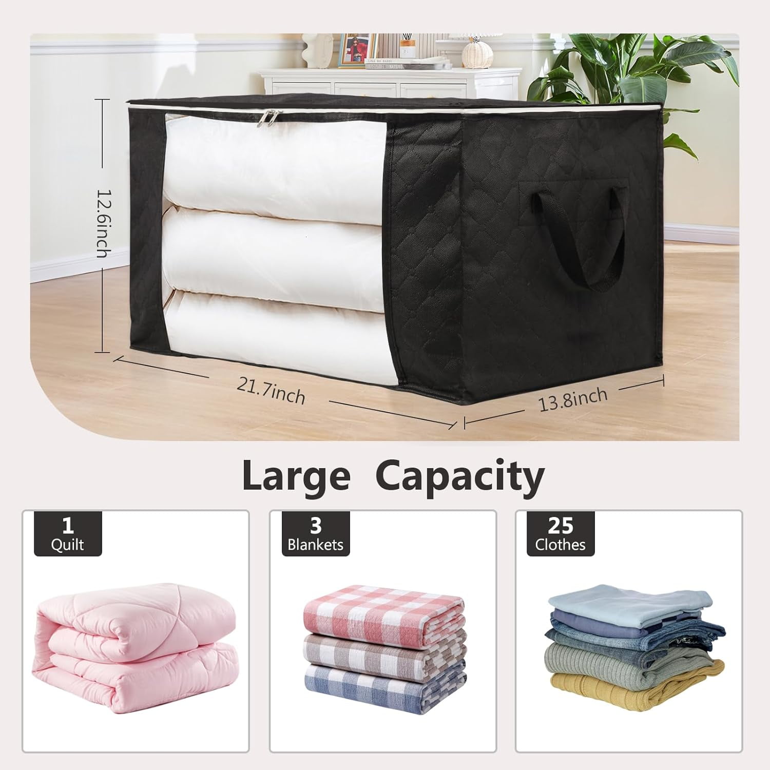 QIHE-Large Capacity Storage Bags,Stackable And Foldable Clothes Storage ...