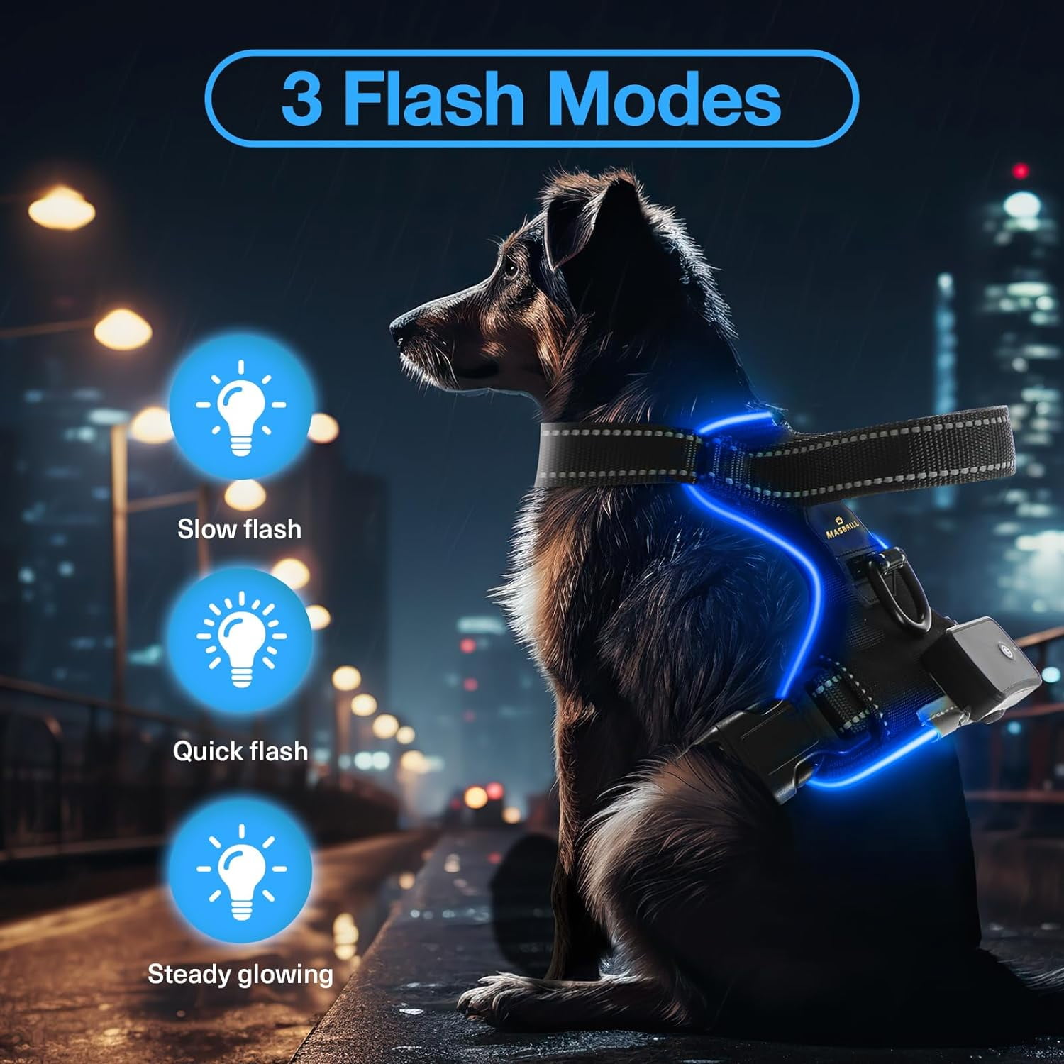 QIHE-Led No Pull Dog Harness - Rechargeable Lighted Dog Harness for ...