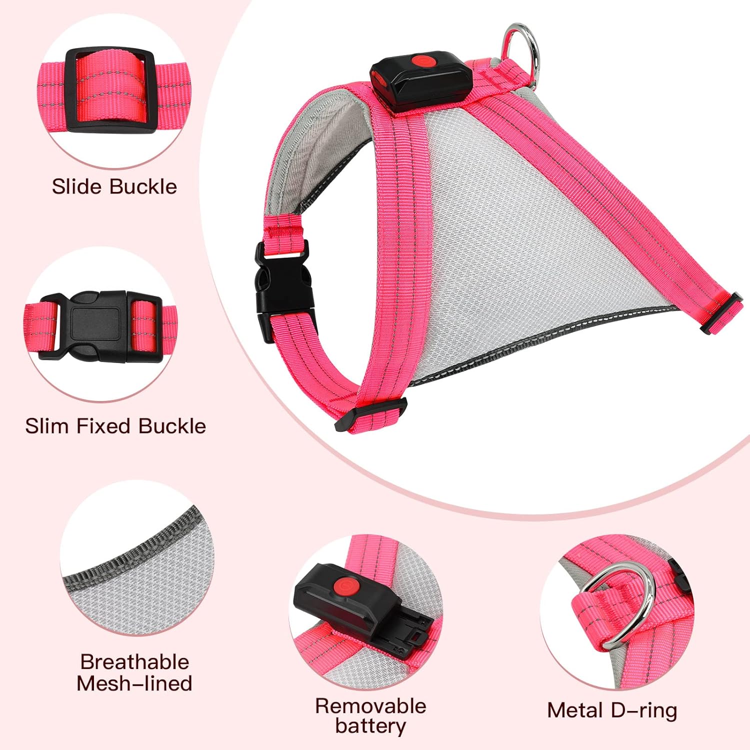 QIHE-Light Up Dog Harness, Reflective Led Dog Harness Glow-in-The-Dark ...
