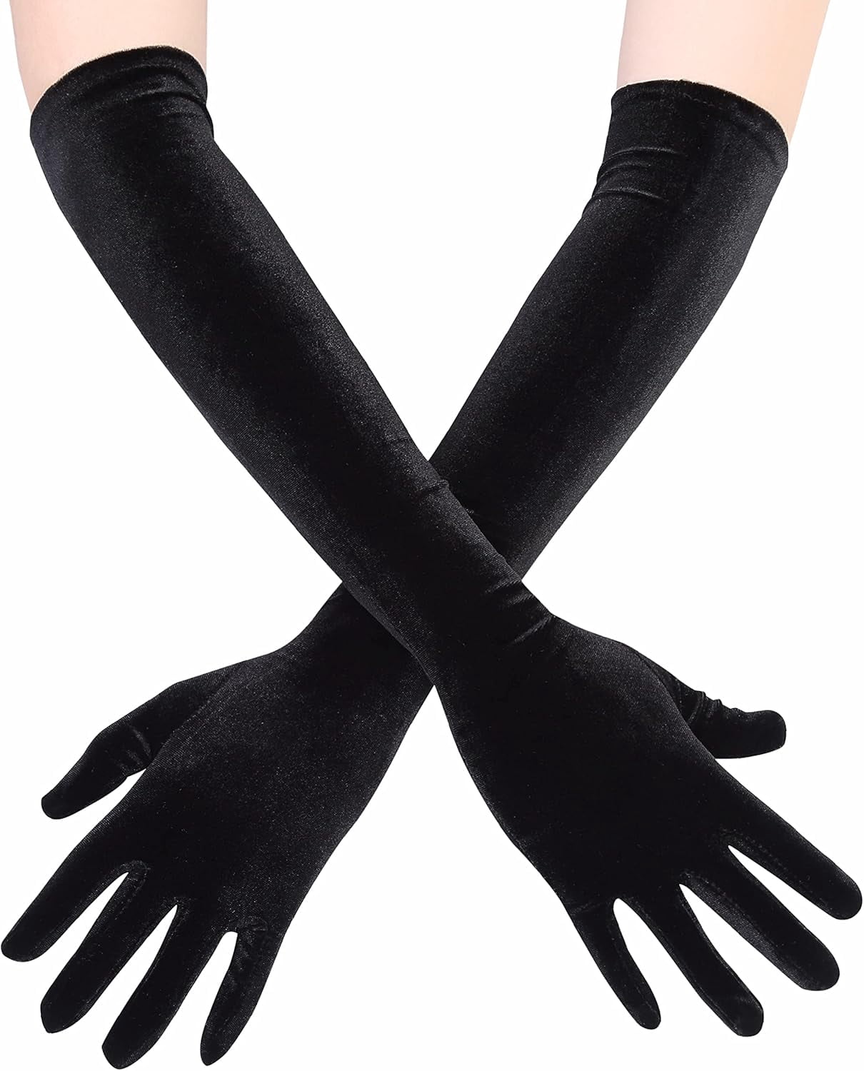 QIHE-Long Opera Gloves for Women Velvet Gloves 1920s Flapper Stretchy ...