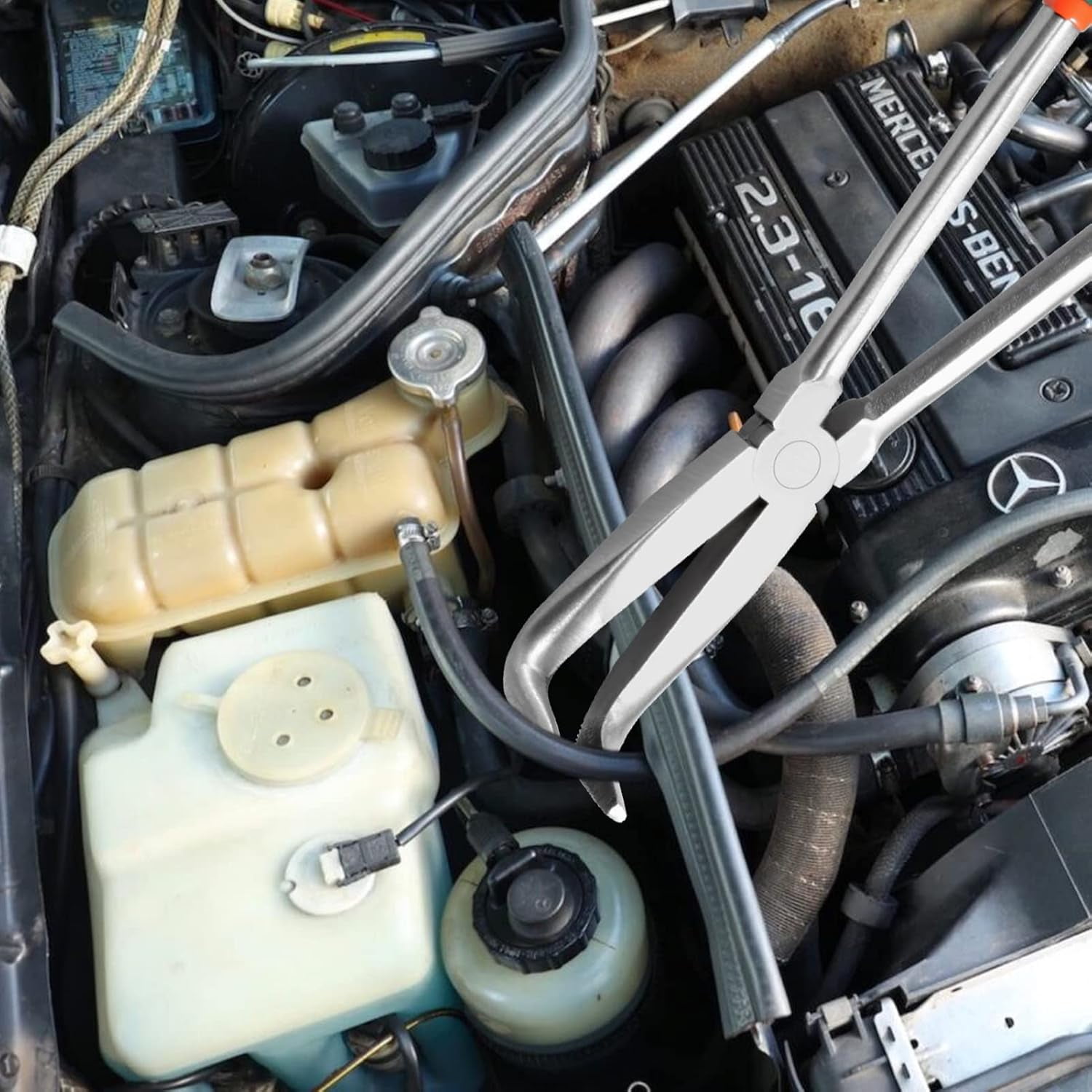 QIHE-Long Reach Bent Nose Pliers 10 Inches 90 Degree Intermeshed Teeth ...