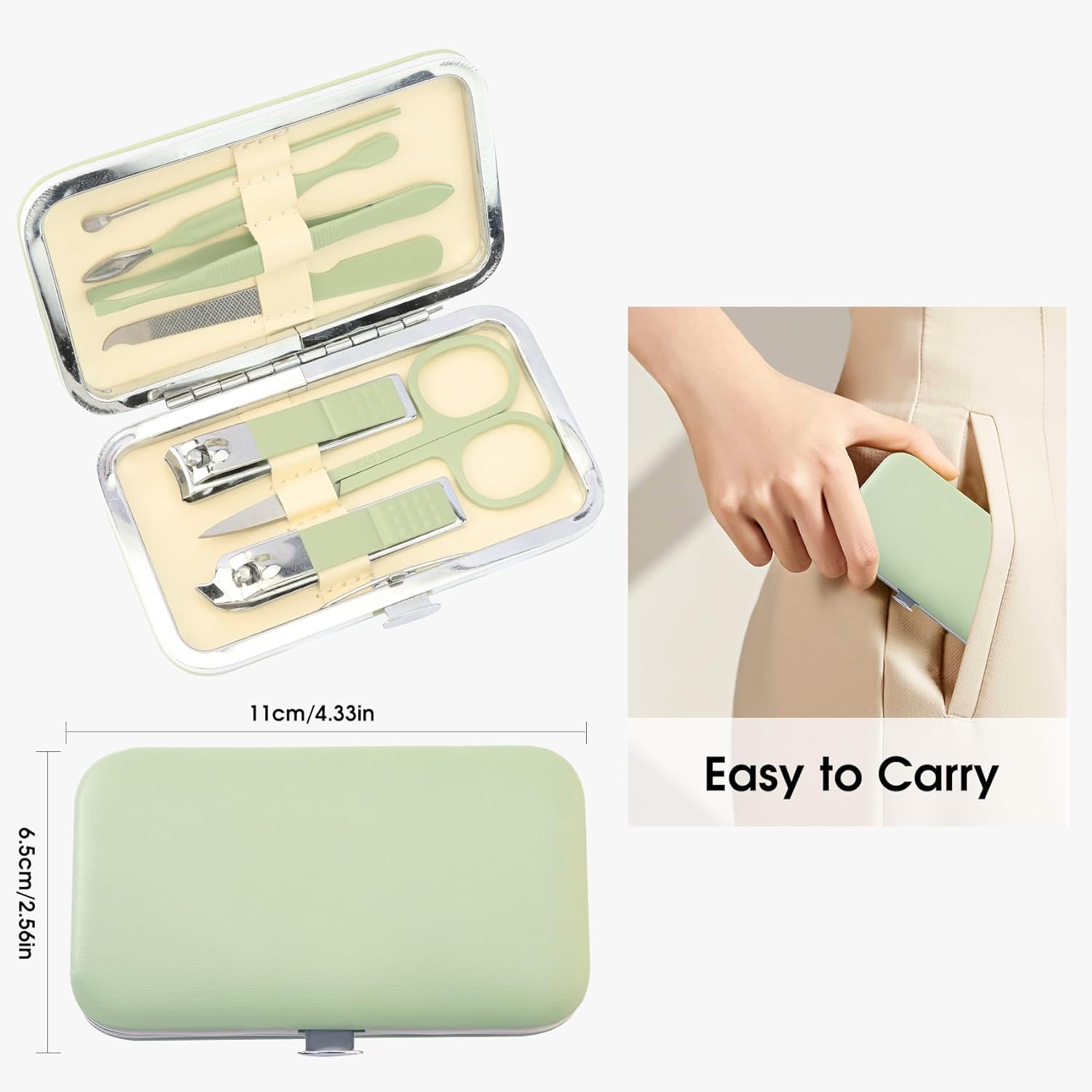 QIHE-Manicure Set Nail Clippers Grooming Kit for Women Mens Travel ...