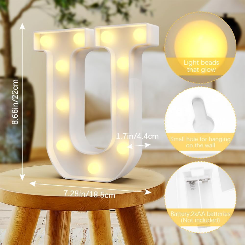 QIHE-Marquee Light Up Letters U, Light Up Sign, Teen Girl Room Decor ...