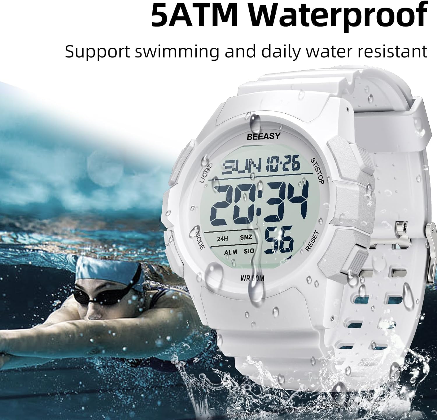QIHE-Men Digital Sports Watch,Waterproof Watch with Stopwatch Countdown ...