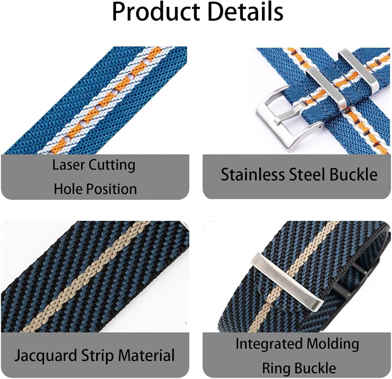QIHE-Military Nylon Watch Band Heavy Buckle 18mm 20mm 22mm 24mm Thick ...