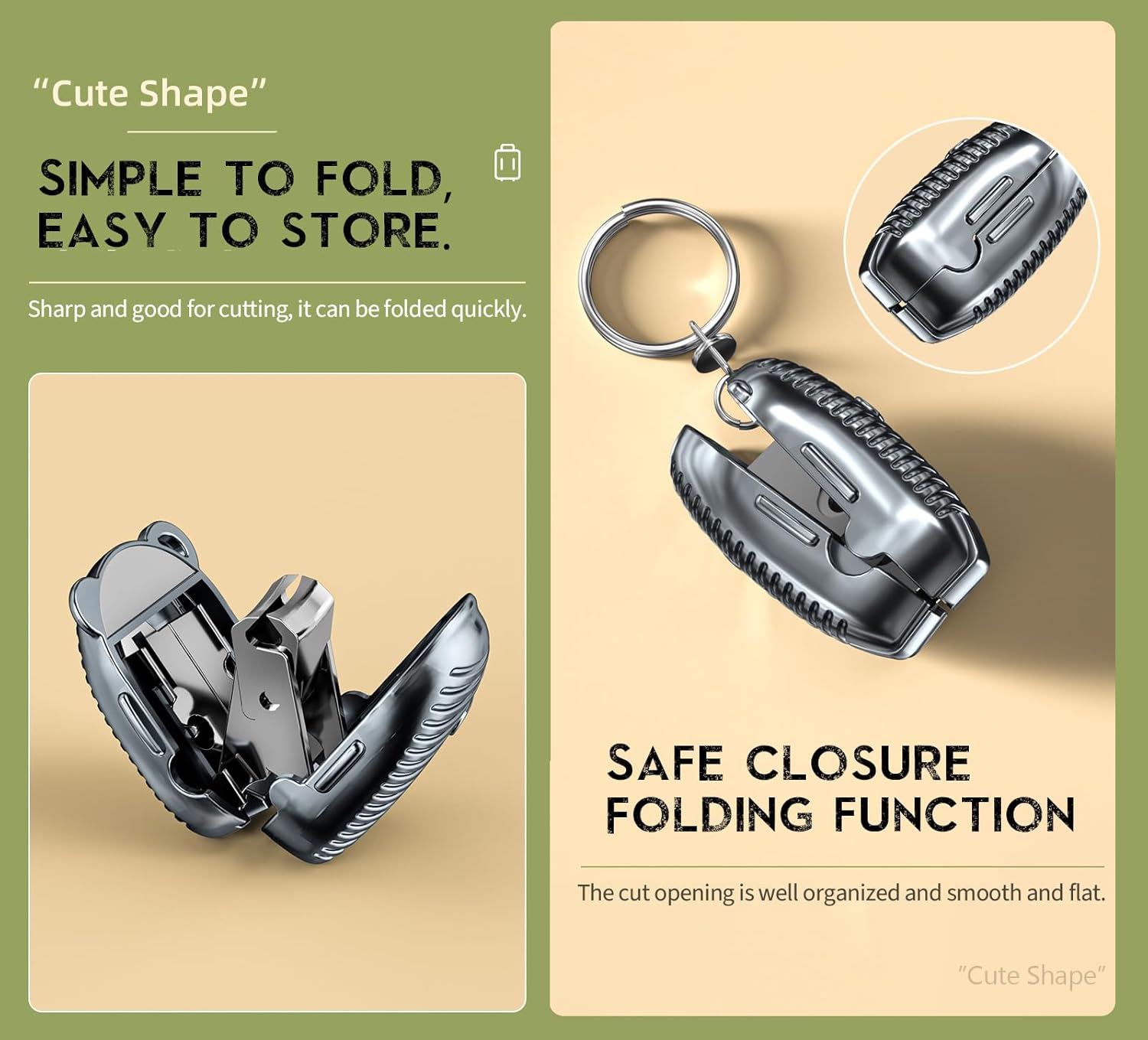 QIHE-Mini Folding Portable Nail Clippers, Travel Stainless Steel with ...