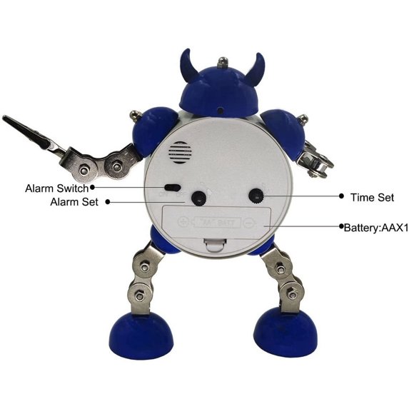 QIHE-Modern Robot Kids Alarm Clock -Analog Time Silent Light Clock with ...