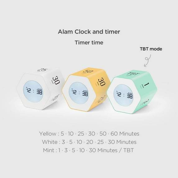 QIHE-Multi-Hexagon Clock Cube, Digital Clock, Pomodoro Timer, Backlit ...