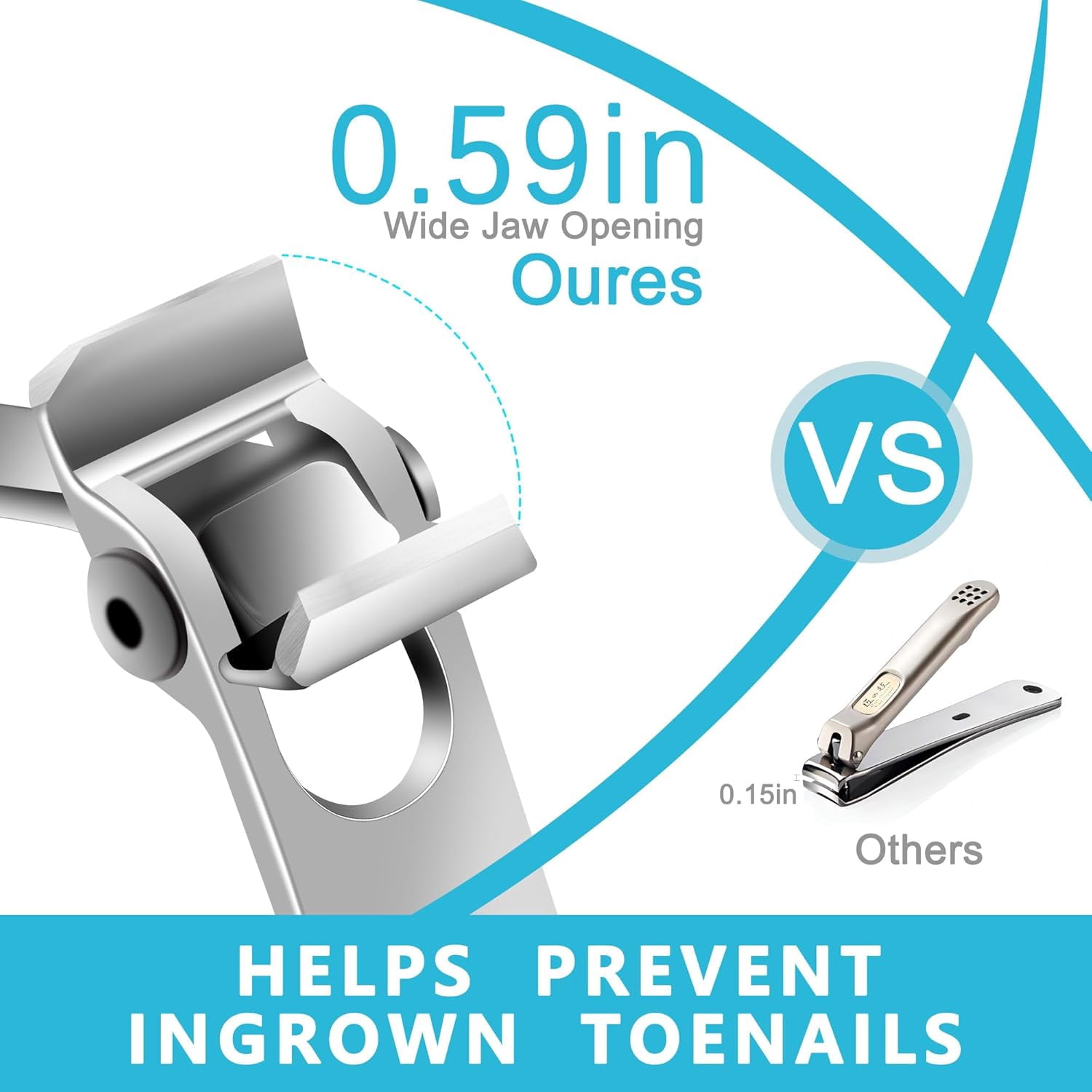 QIHE-Nail Clippers for Men Thick Nails, 17mm Straight Wide Opening ...