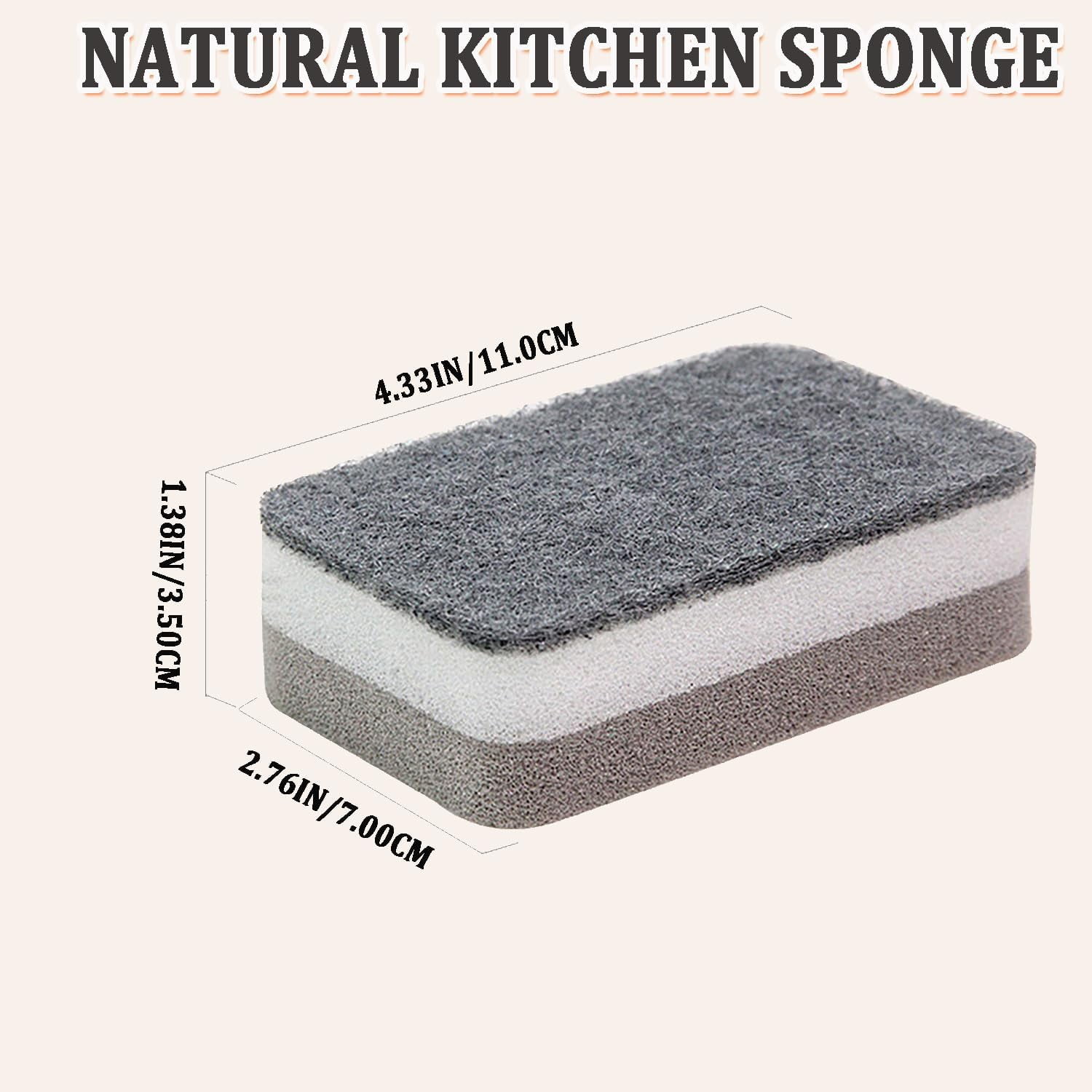 QIHE-Natural Kitchen Sponge, 6 Pack Heavy Duty Scrub Cellulose Sponge ...