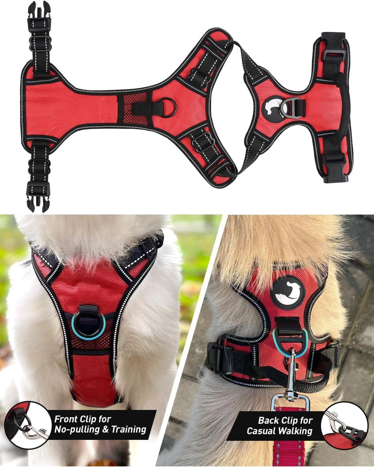 QIHE-No Pull Dog Harness for Extra Large Dogs, Reflective Pet Vest with ...