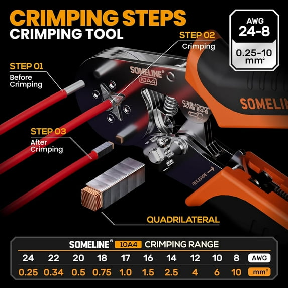QIHE-Non-Insulated Ferrule Crimping Tool Kit,Self-Adjusting Crimping ...