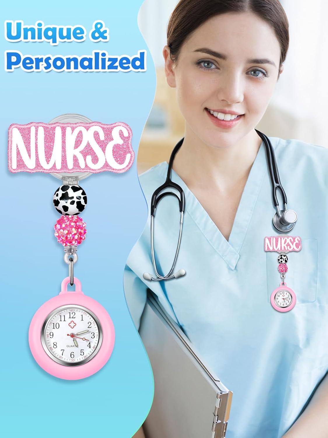 QIHE-Nurse Watch Nursing Pocket Badge Fob with Second Hand ...