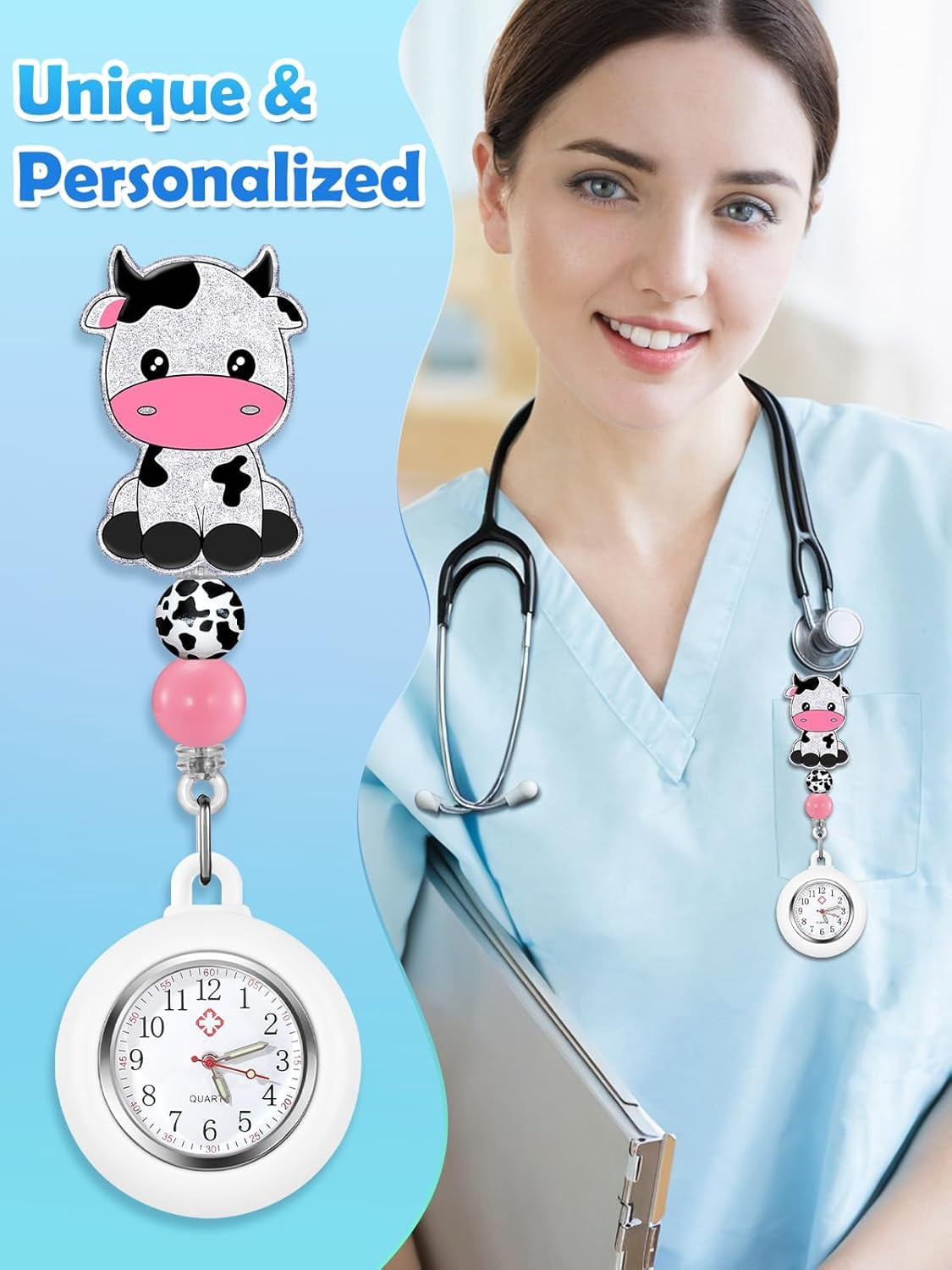 QIHE-Nurse Watch Nursing Pocket Badge Fob with Second Hand ...