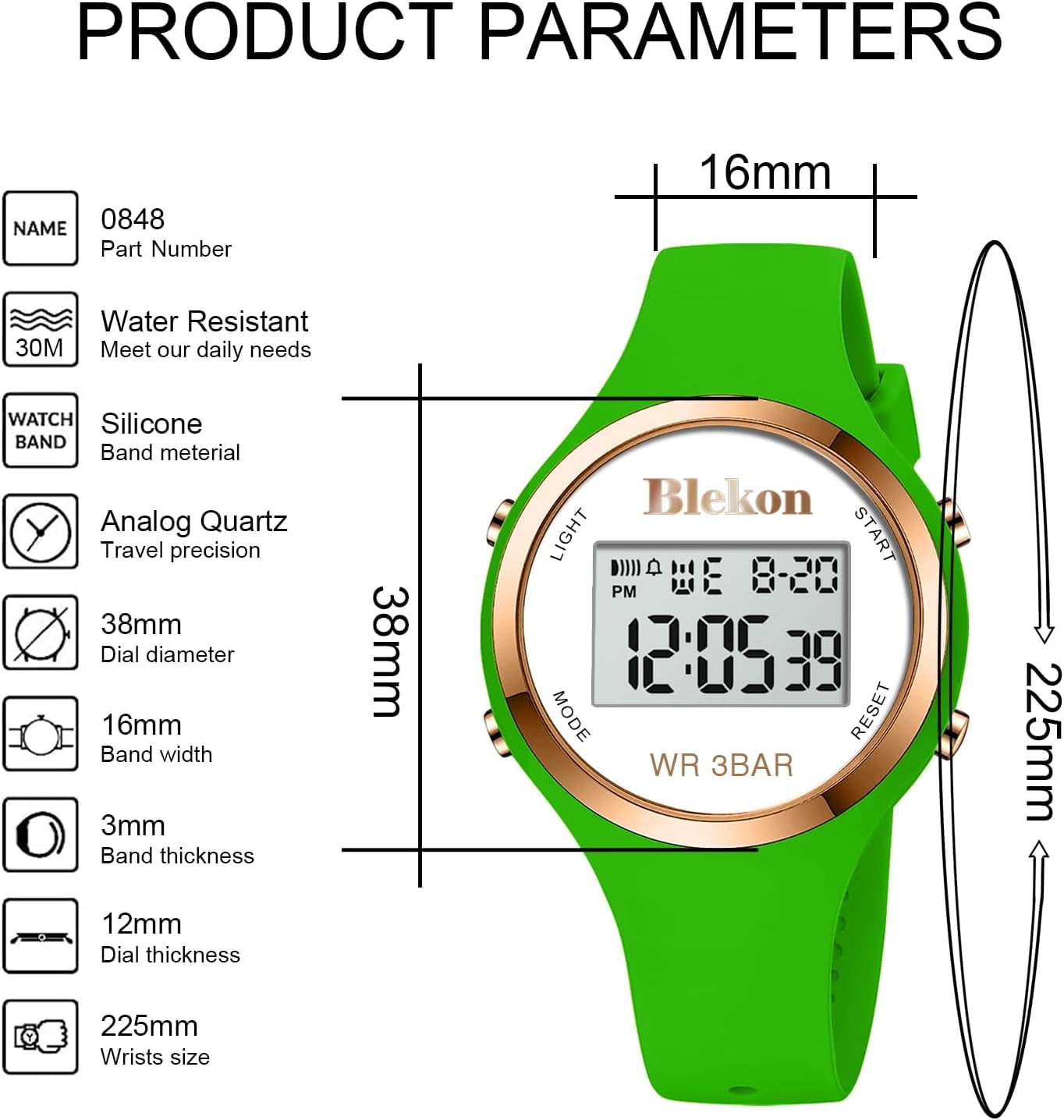 QIHE-Original Outdoor Sport Watches Alarm Clock Waterproof Digital ...