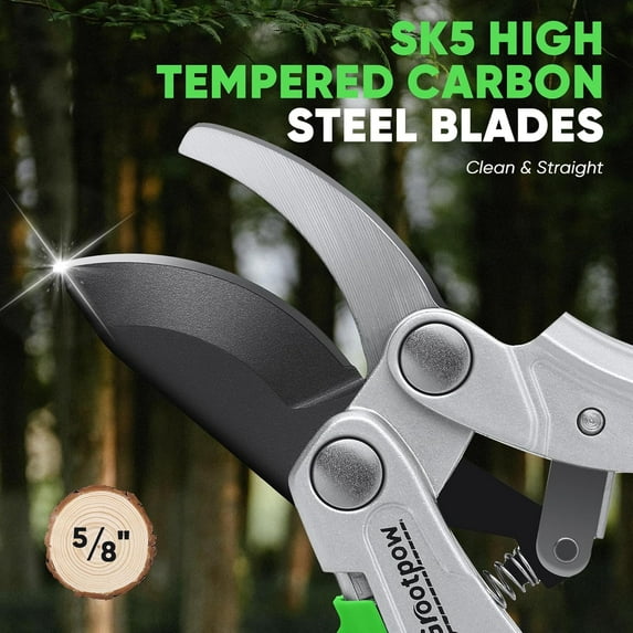 QIHE-- PPS01 Premium Bypass Pruning Shears, Aluminum Construction Garden Clippers with SK5 ...
