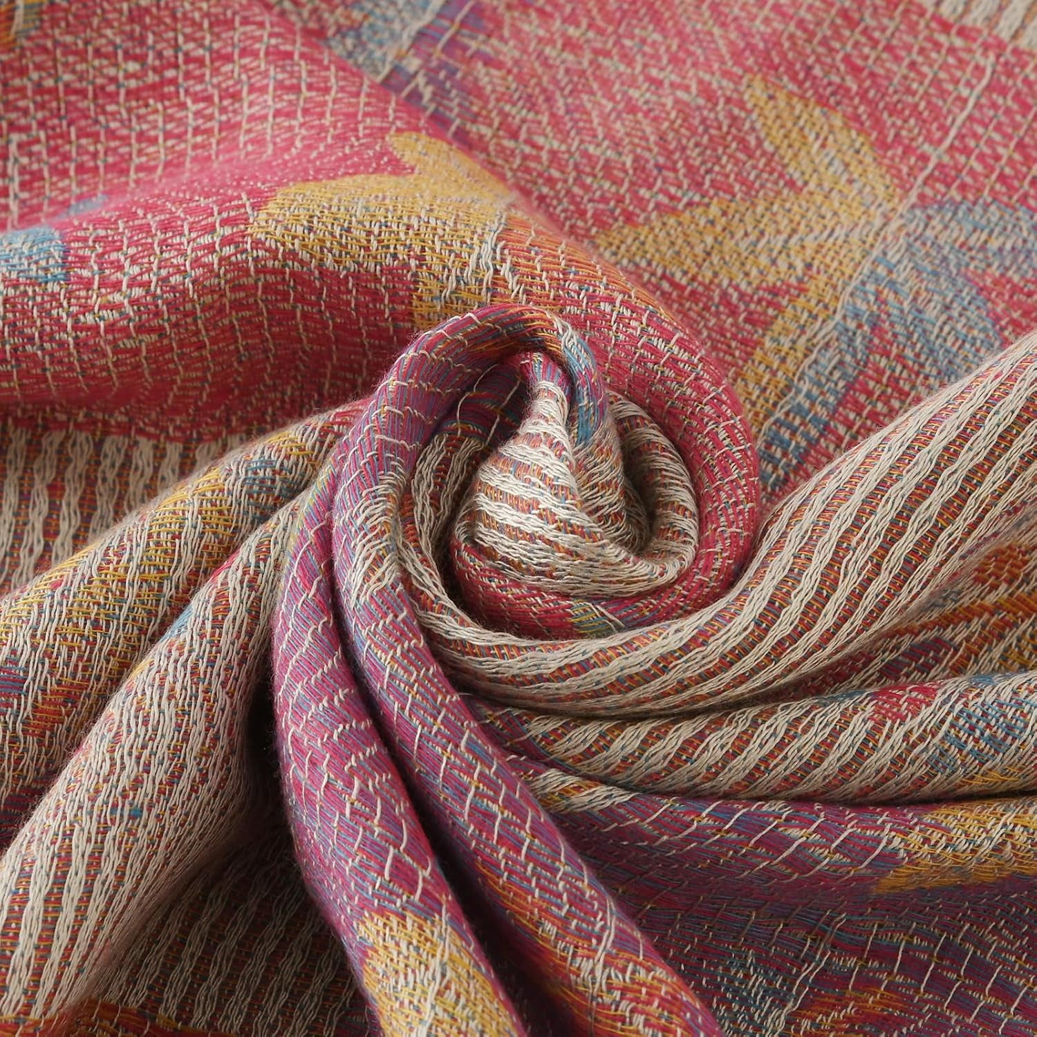 QIHE-Paisley Pashmina Rave Shawl Scarf-Women's Reversible Jacquard ...