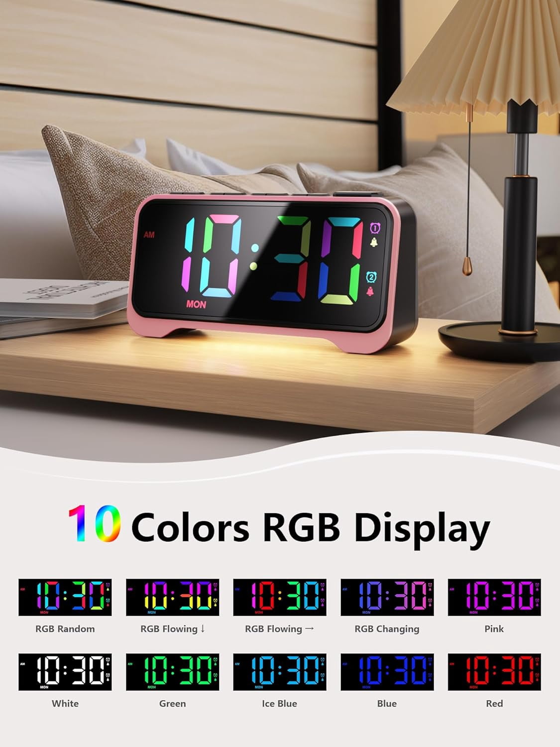QIHE-Pink Digital Alarm Clock for Girls & Teens \u2013 Super Loud Alarm ...
