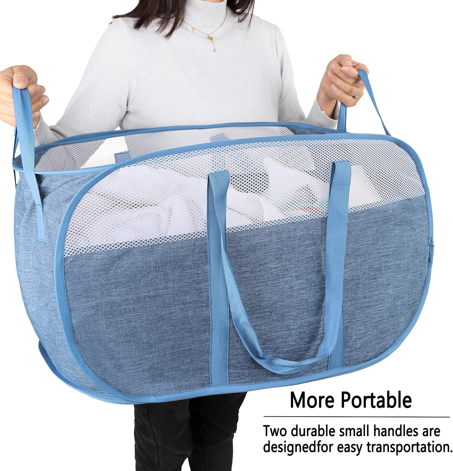 QIHE-Pop Up Laundry Hamperwith Durable Handles collapsible laundry ...