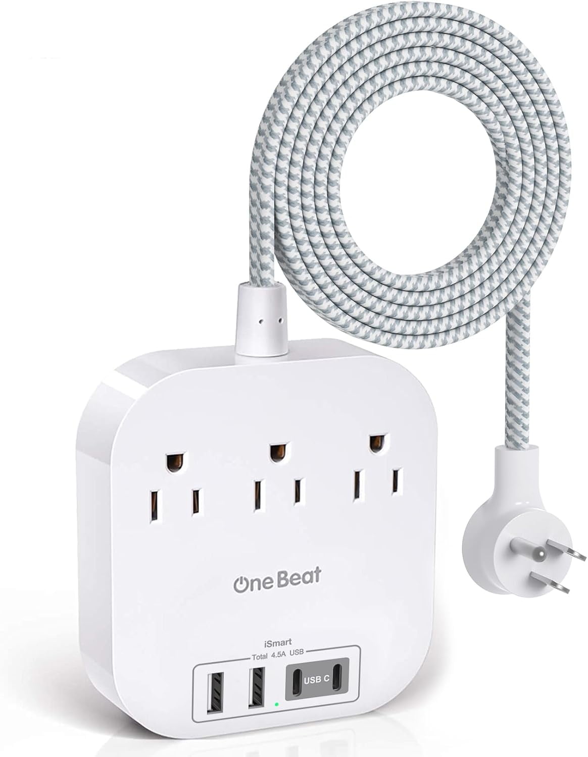 QIHE-Power Strip with USB C, 3 Outlets 4 USB Ports (22.5W/4.5A) Desktop ...