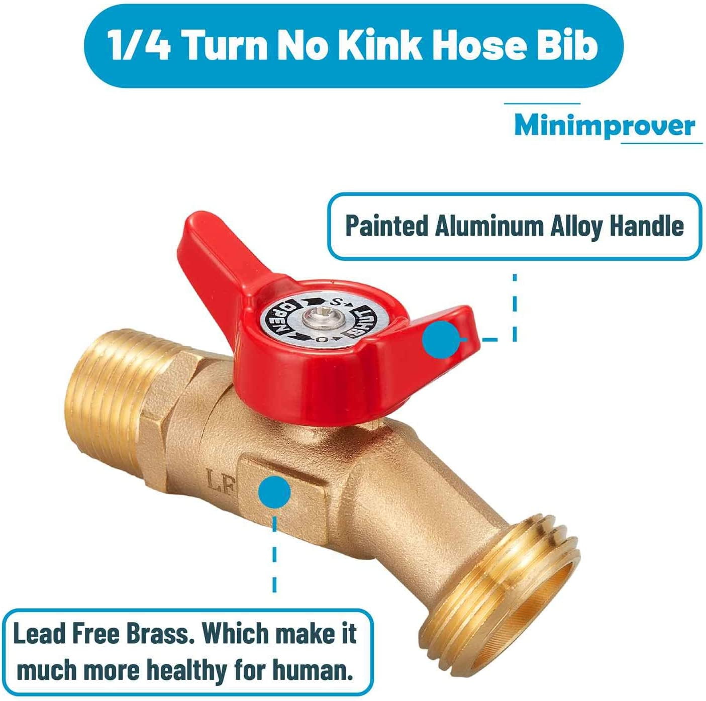 QIHE-Premiunm Brass Hose 90 Degree Elbow Stop Valve Hose Bibb Boiler ...