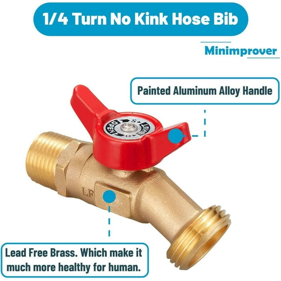 QIHE-Premiunm Brass Hose 90 Degree Elbow Stop Valve Hose Bibb Boiler ...