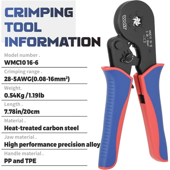 QIHE-Professional Hexagonal Ratcheting Crimping Tool, WMC10 16-6 ...