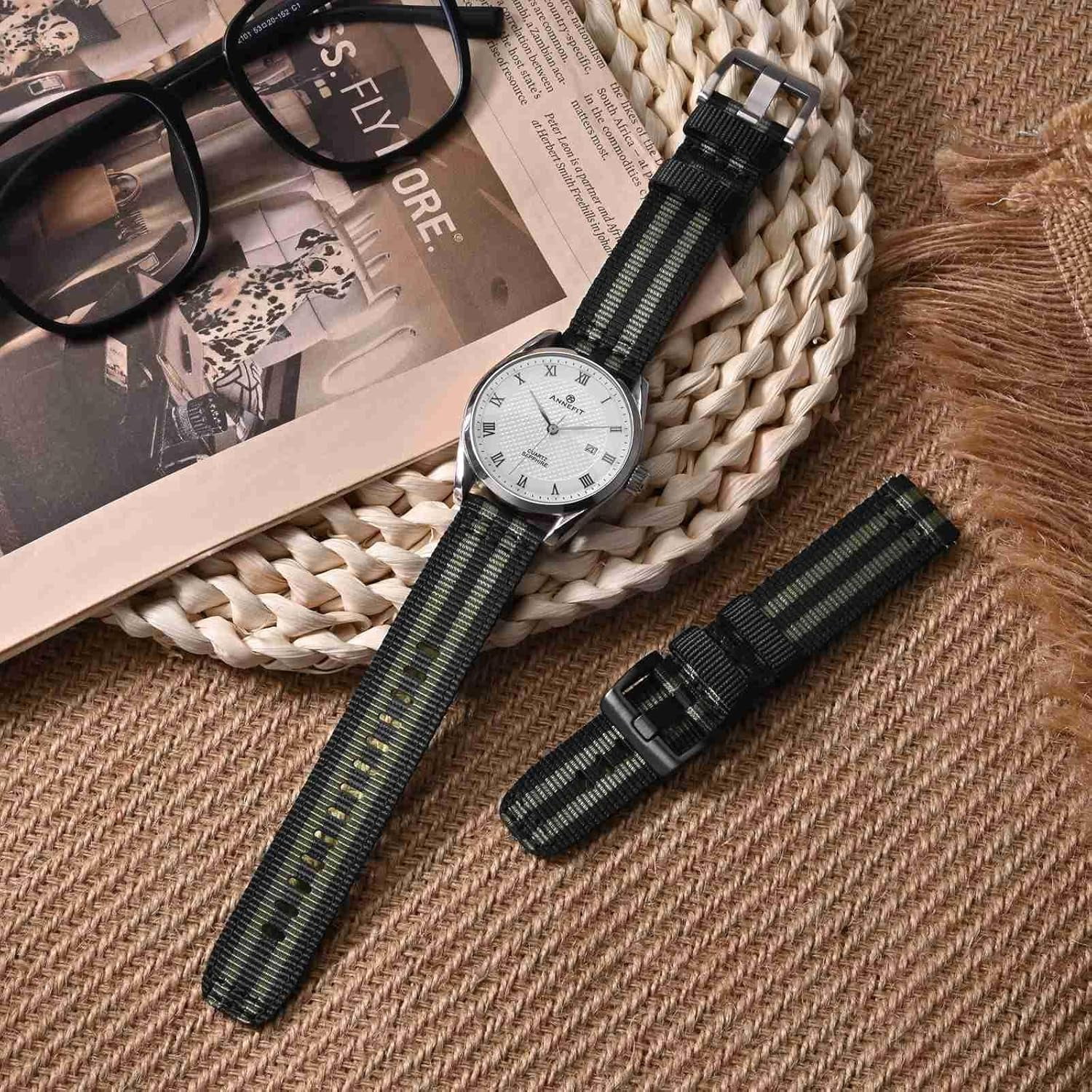 QIHE-Quick Release Watch Bands, Military Nylon Watch Strap for Men ...