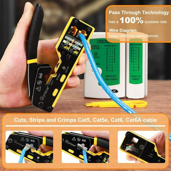 QIHE-RJ45 Crimp Tool, Ethernet Crimping Tool Kit, Cat5 Cat5e Cat6 ...
