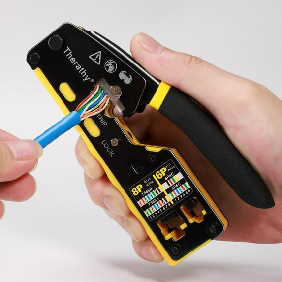 QIHE-RJ45 Crimp Tool Pass Through Ethernet Crimper for Cat5e Cat6 ...