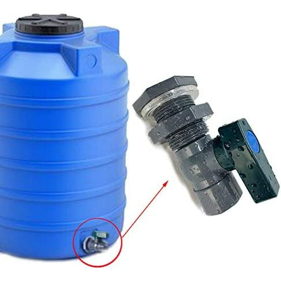 QIHE-Rain Barrel Drain Valve Kit, 3/4" PVC Garden Spigot with Bulkhead ...