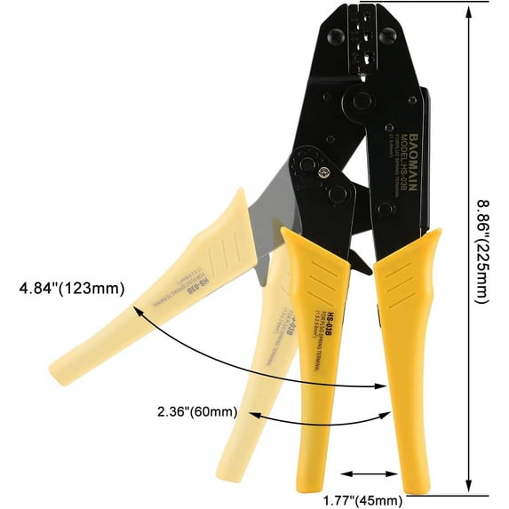 QIHE-Ratchet Crimper Plier HS-03B Non-Insulated Terminals & Receptacle ...