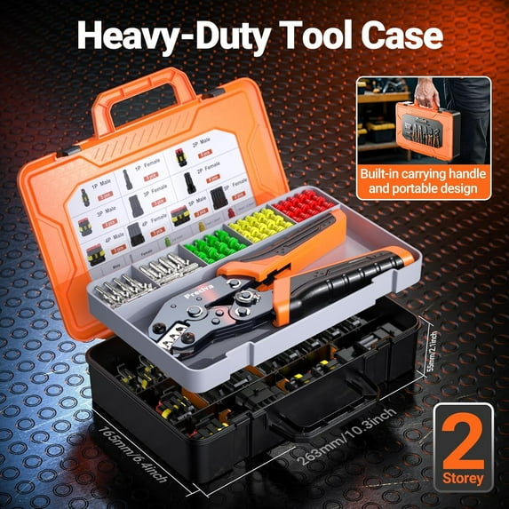 QIHE-Ratchet Crimping Tool Kit with Crimper,18–14 AWG Wire Crimper ...