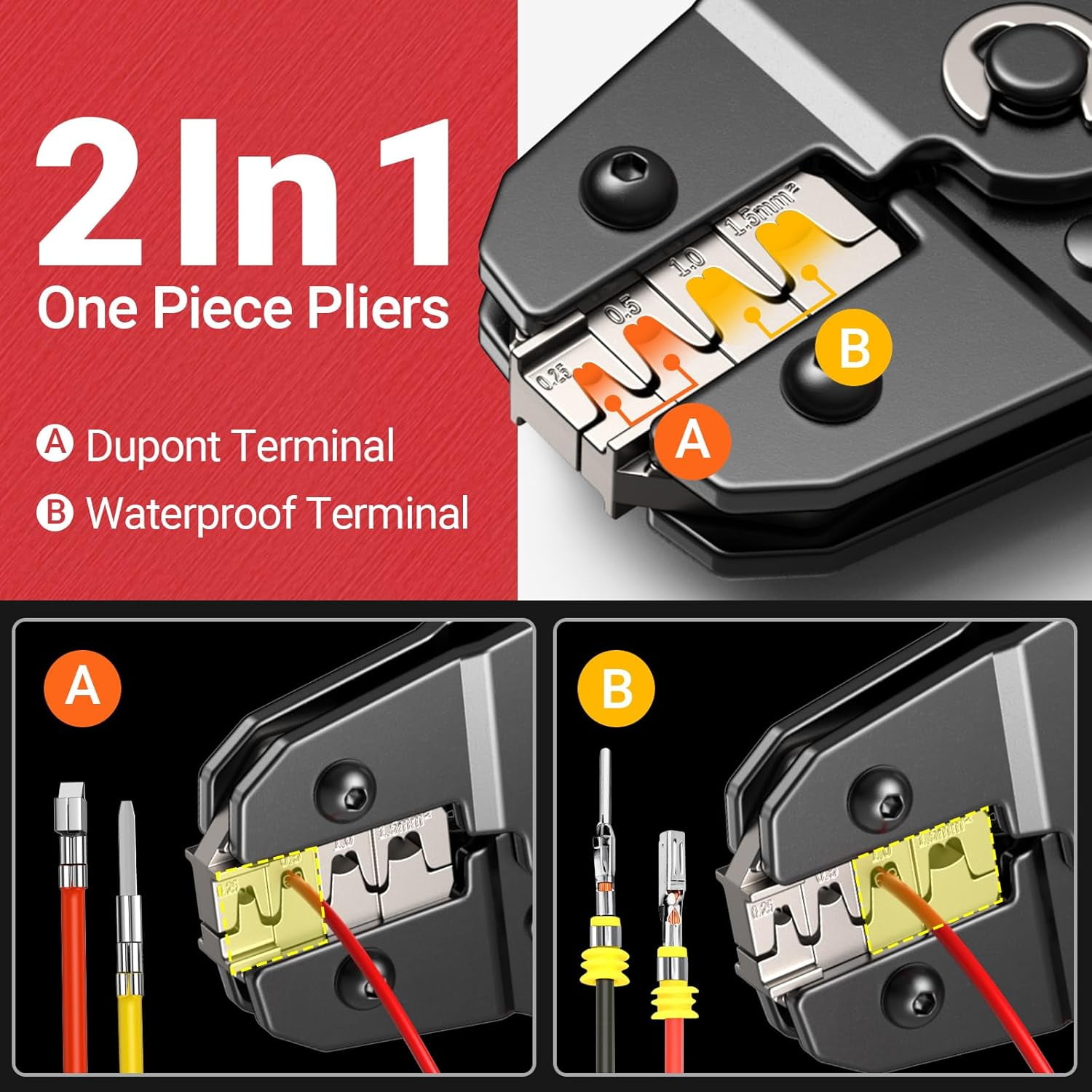 QIHE-Ratcheting Wire Crimping Tool for AWG 24-16 Open Barrel Terminals – Professional Crimper ...