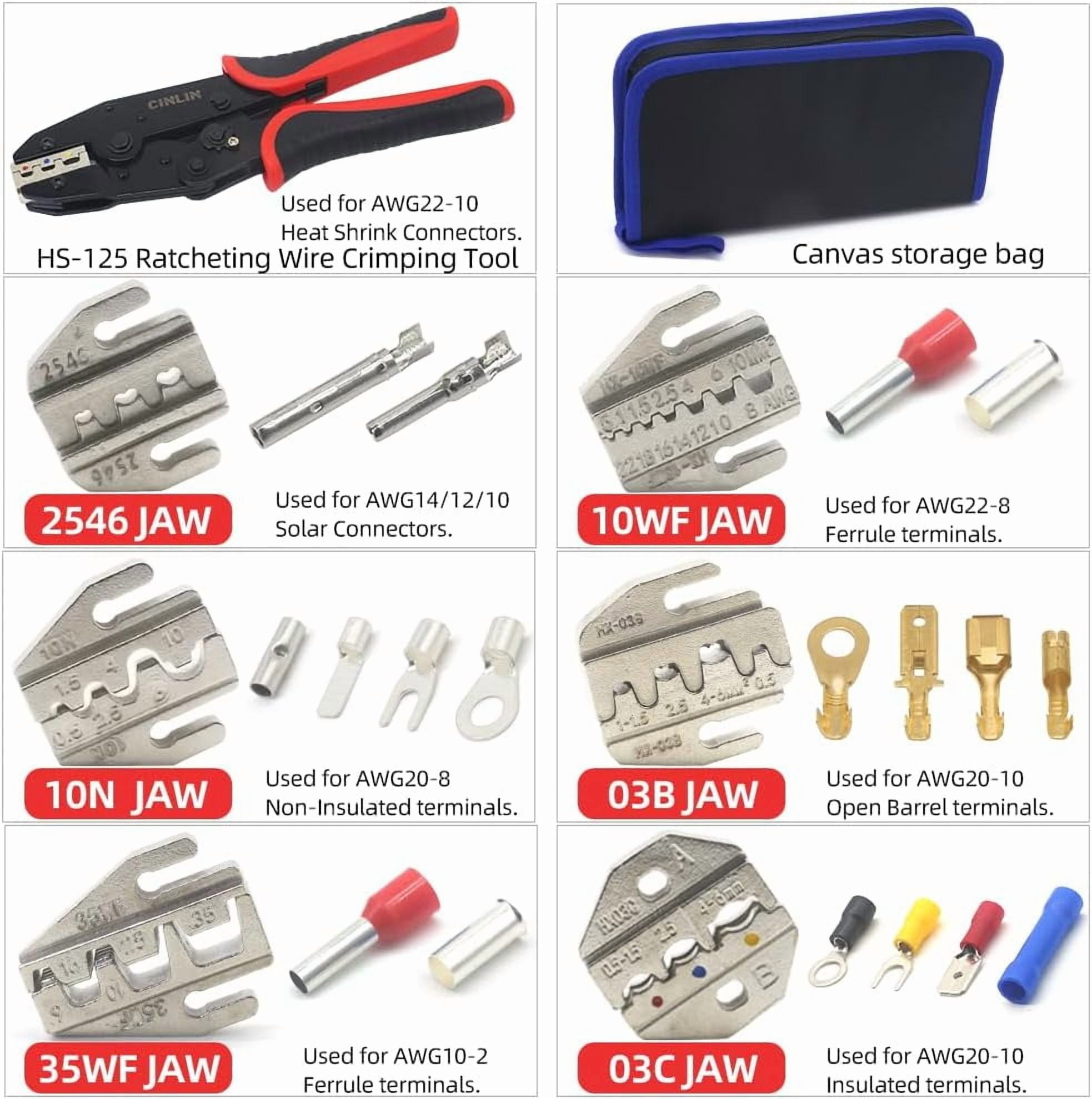 QIHE-Ratcheting Wire Crimping Tools Set,For Heat Shrink Terminals, Non ...