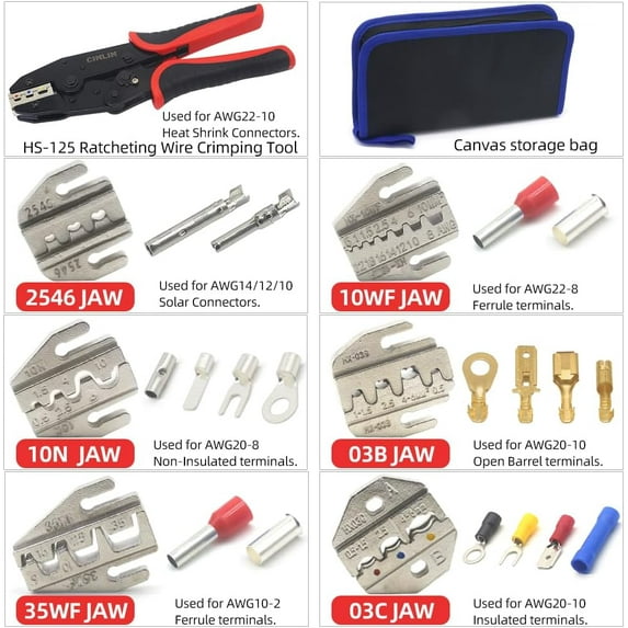 QIHE-Ratcheting Wire Crimping Tools Set,For Heat Shrink Terminals, Non ...