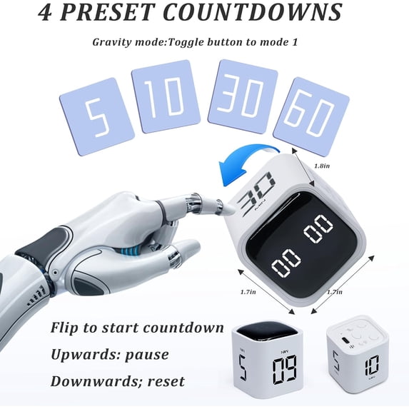 QIHE-Rotating Pomodoro Timer 5,10,30, 60 Minutes Preset,Desk ...