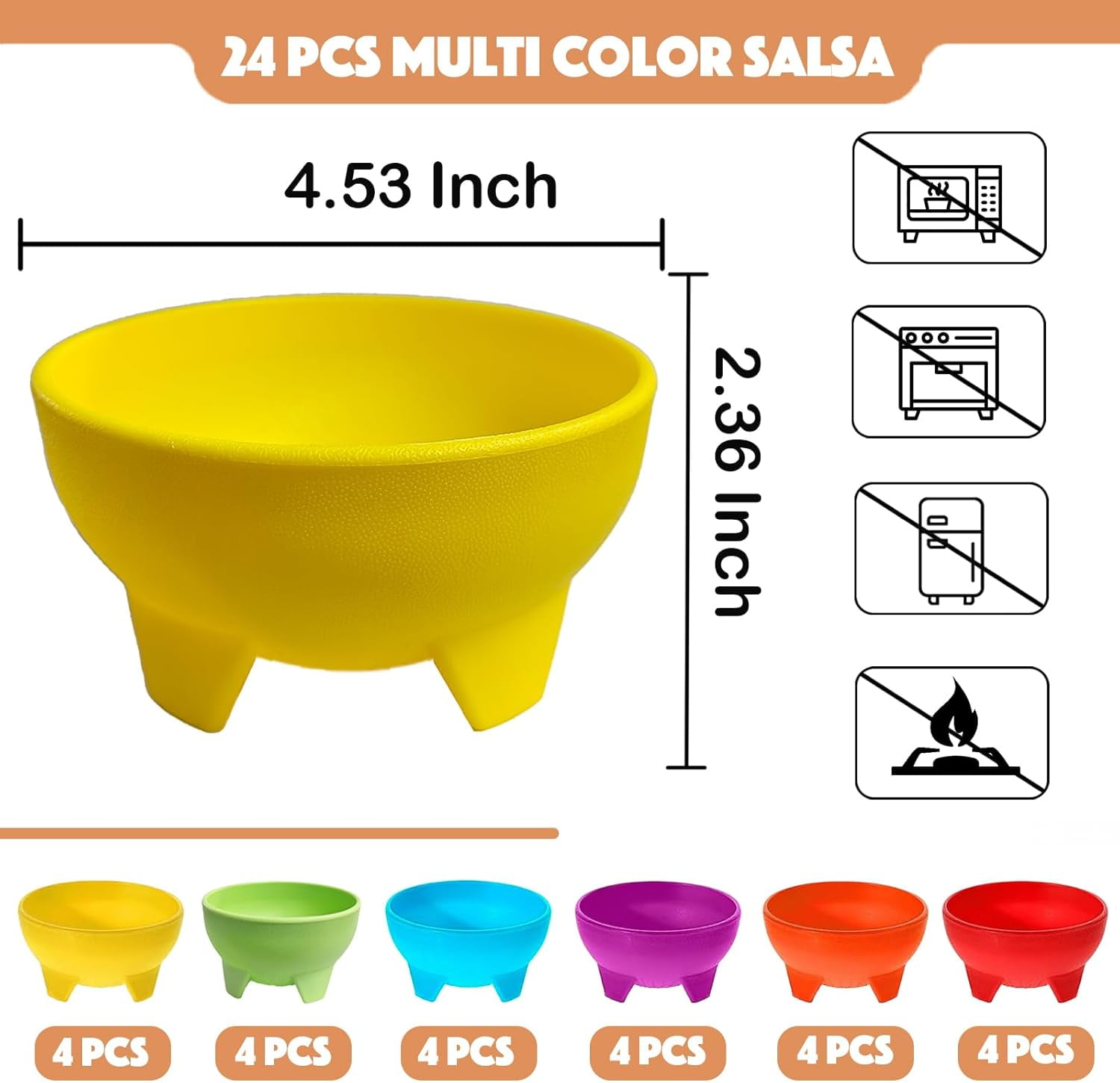 QIHE-Set of 24 Salsa Bowls, Mexican Salsa Bowls for Party, 10.6 oz ...