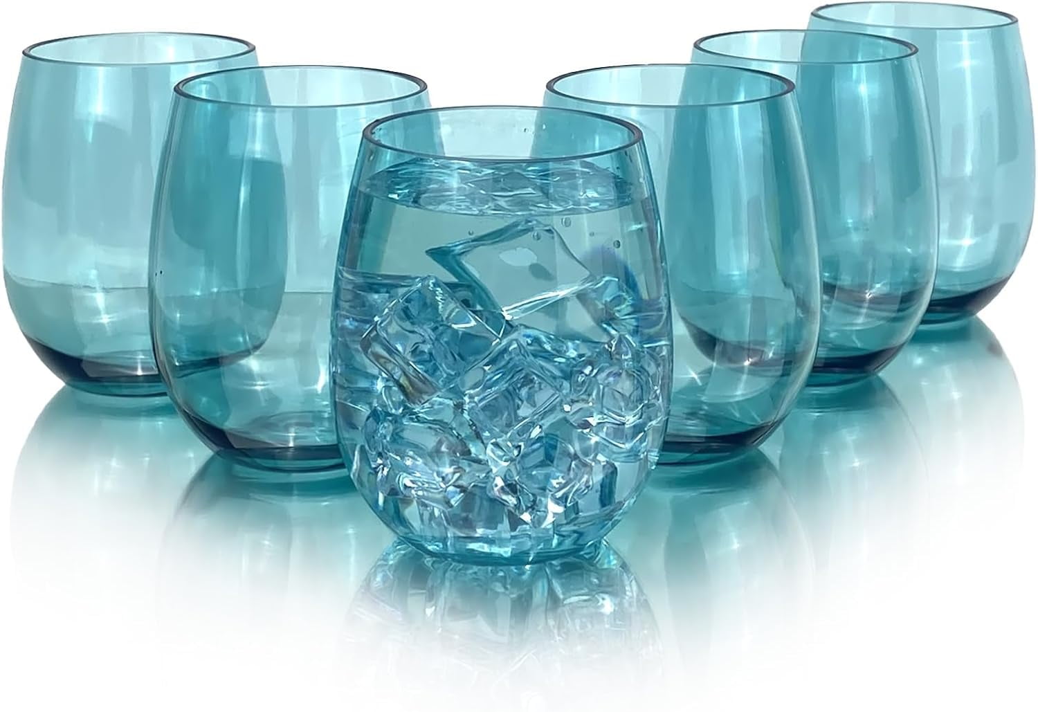 QIHE-Set of 6 Acrylic Drinkware - 20 Ounce Plastic Wine Glasses ...