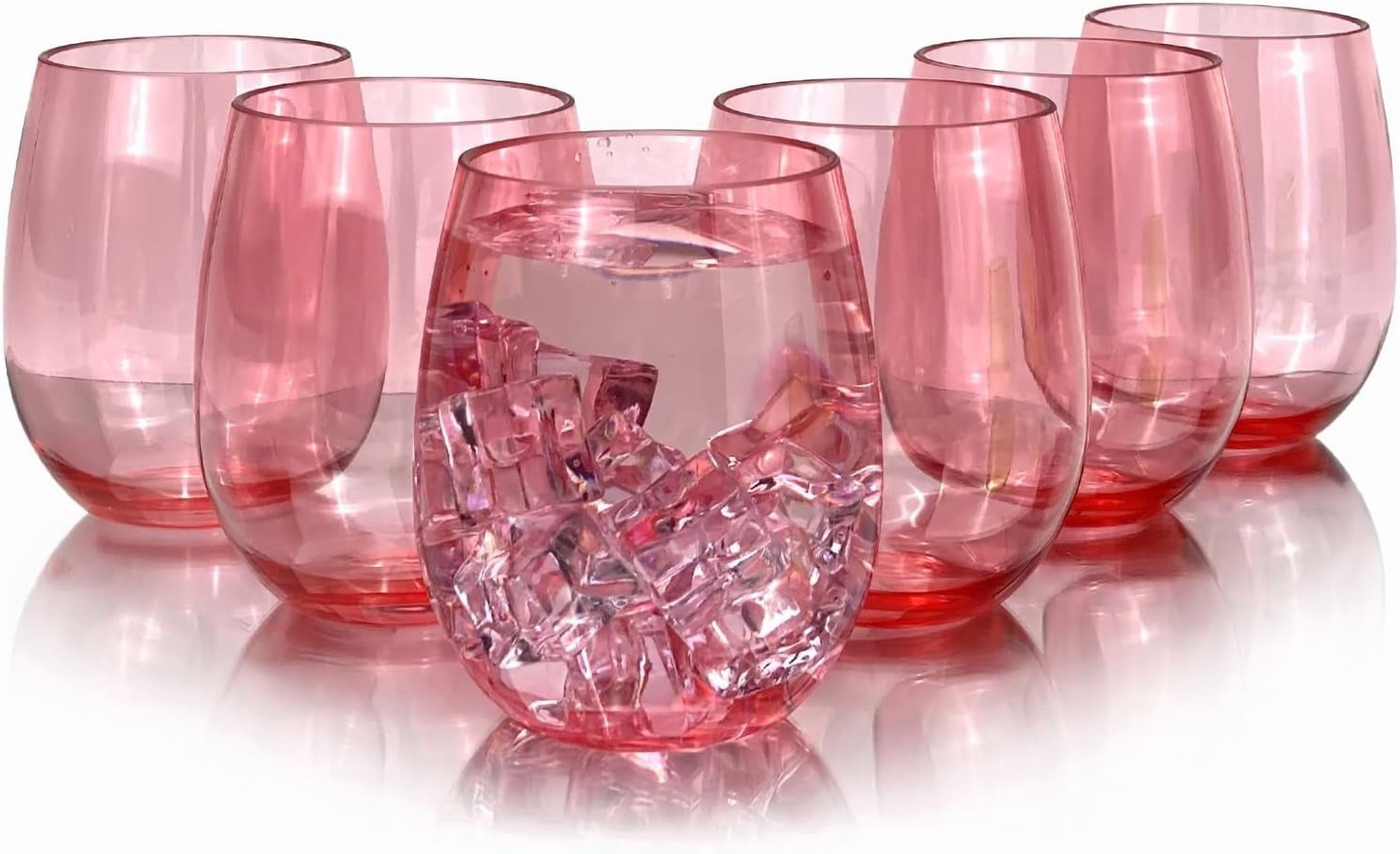 QIHE-Set of 6 Acrylic Drinkware - 20 Ounce Plastic Wine Glasses ...