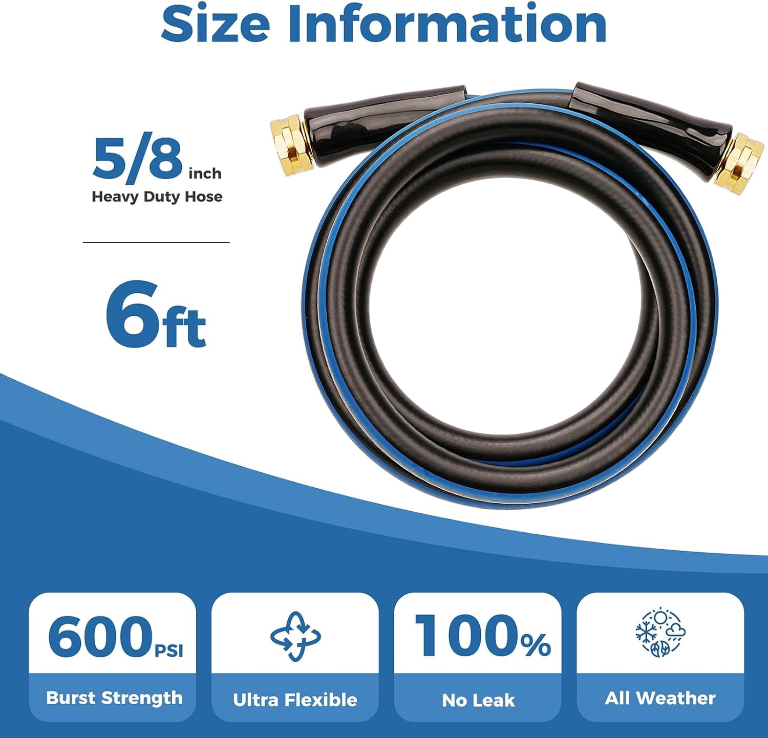 QIHE-Short Garden Hose 6ft x 5/8",Water Hose for Hose Reel Faucet ...