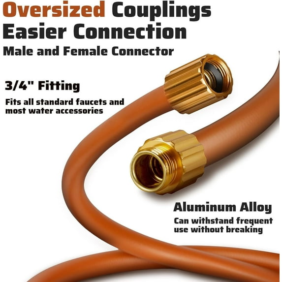QIHE-Short Lead-in Hybrid Garden Hose 5/8 in. x 25 ft. -Kink Free, No ...