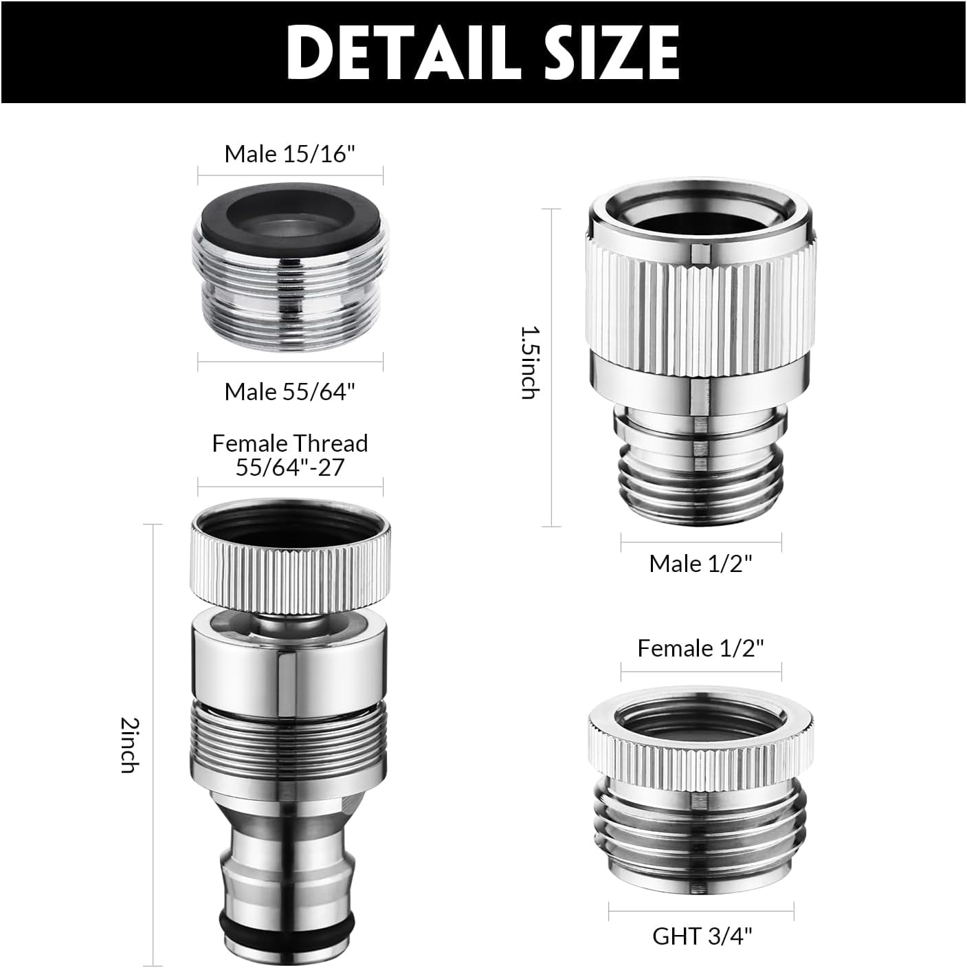 QIHE-Sink Faucet Quick Connect Adapter, Kitchen Bathroom Faucet Hose ...