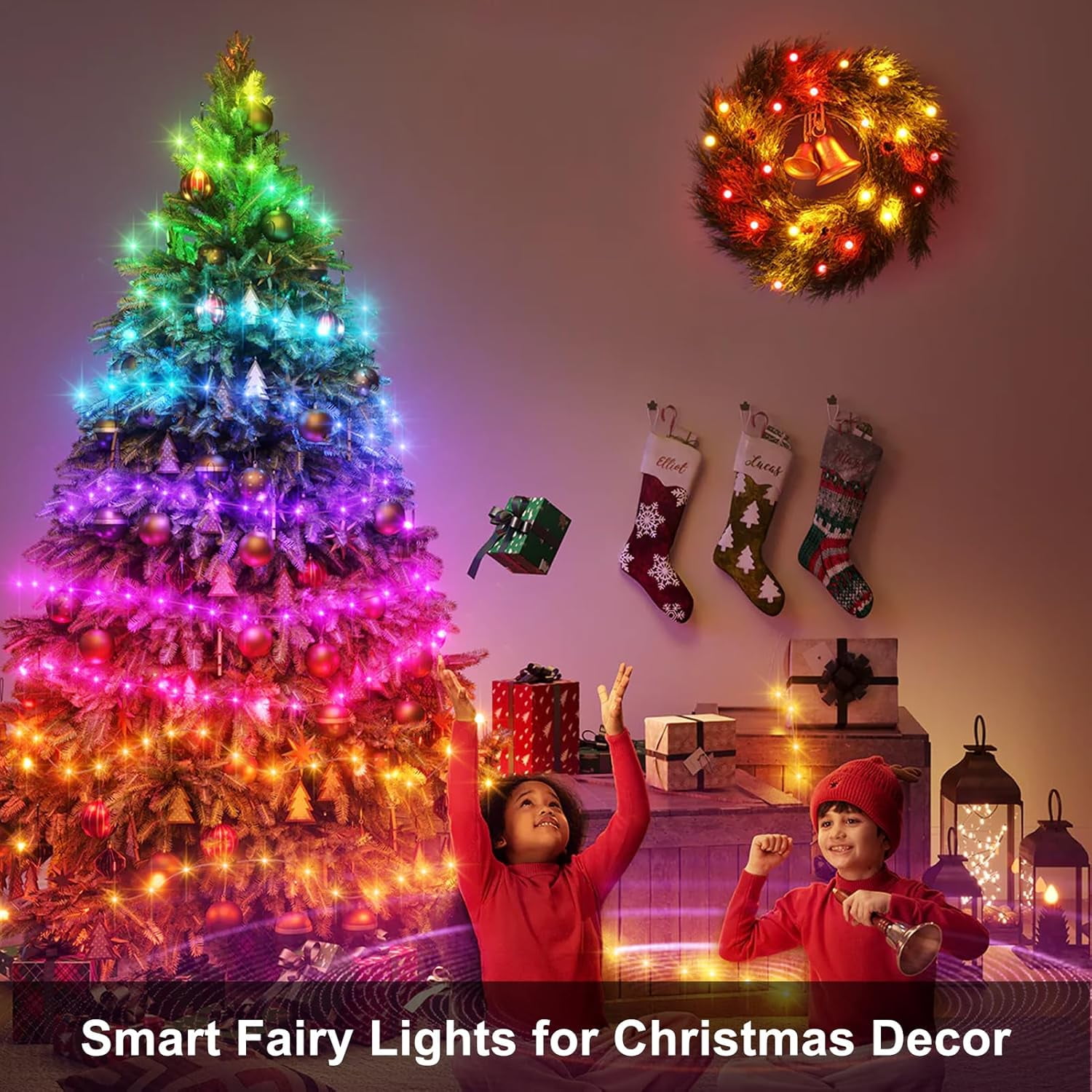 QIHE-Smart Fairy Lights 33Ft 100 LED Twinkle String Lights with Remote ...