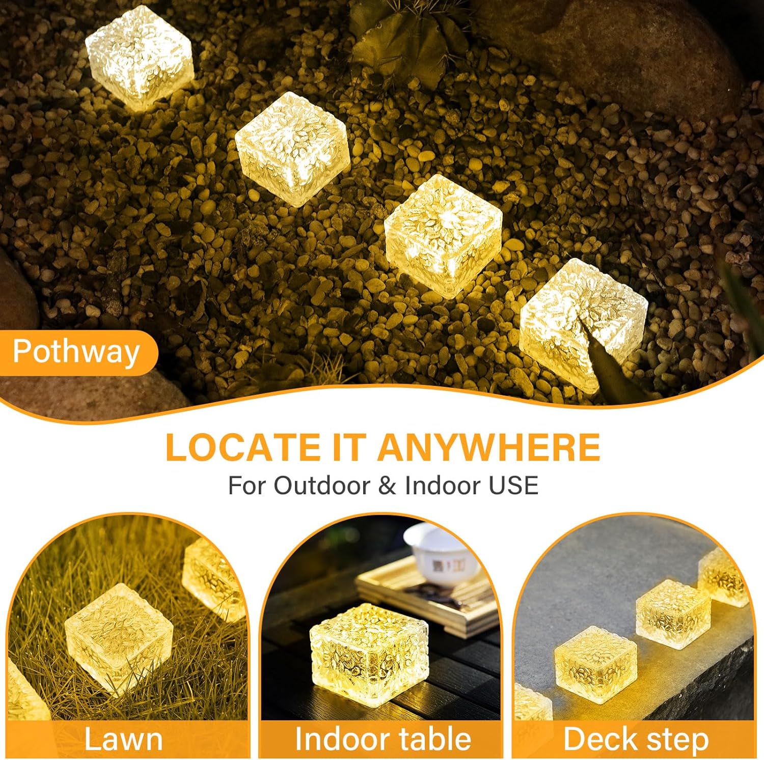 QIHE-Solar Brick Lights Outdoor Waterproof Patio Brick Lights Garden ...