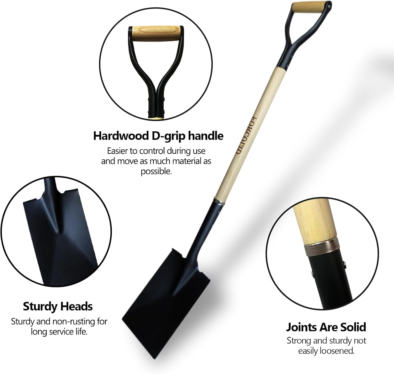 QIHE-Spade Shovel for Digging, Edging Shovel, Lawn Edger Tool with D ...