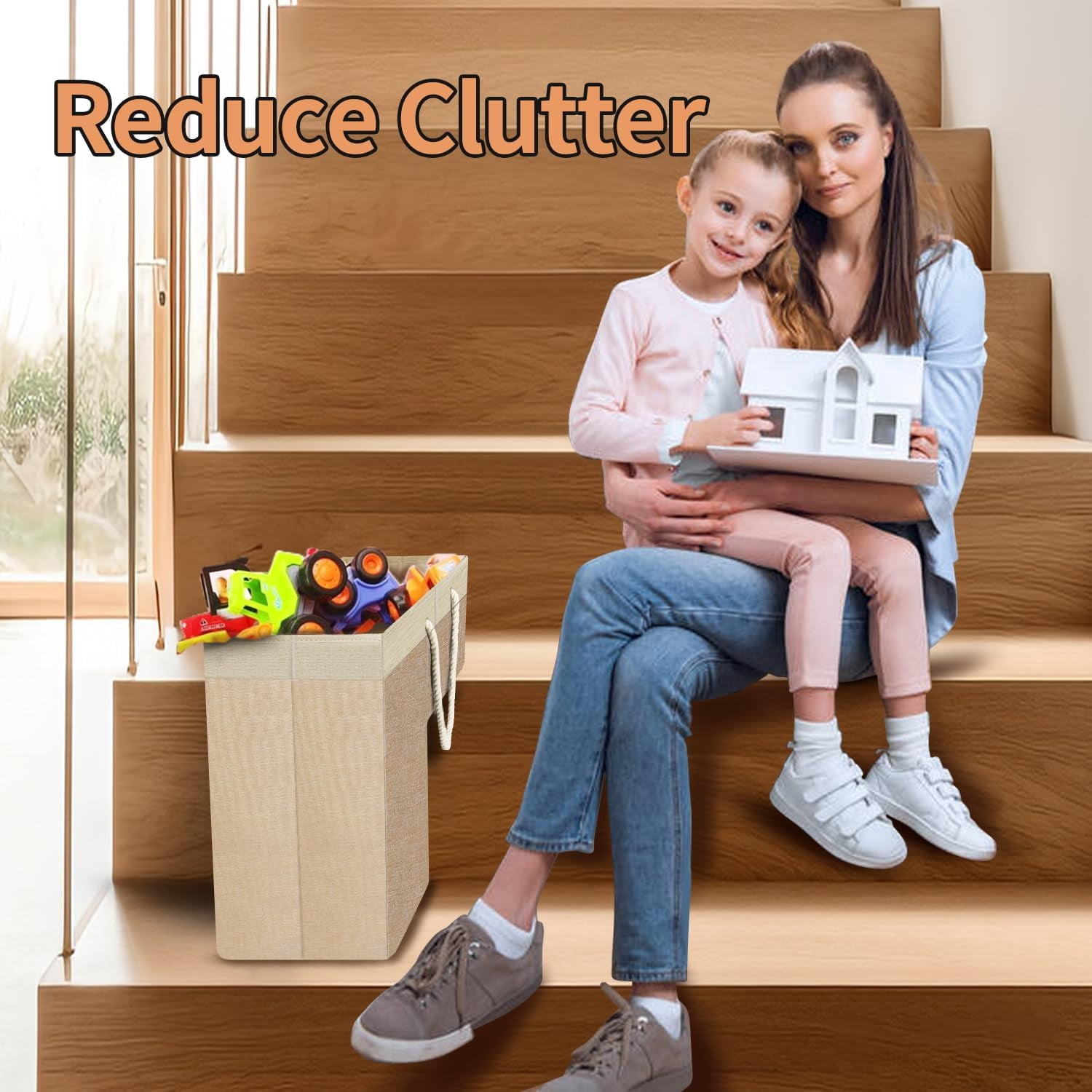 QIHE-Stair Basket for Stairs with Handle, Staircase Baskets for ...