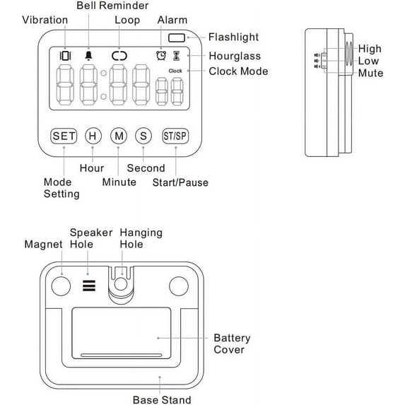 QIHE-Stonylab 2pk Digital Timer Clock, 2 Pack Premium Multi-Function Digital Clock Countdown ...