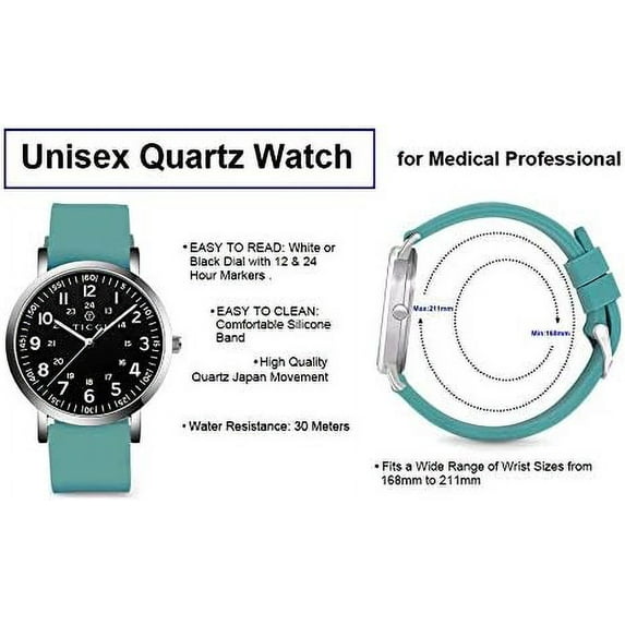 QIHE-TICCI Unisex Men Women Medical Quartz Watch Arabic Numerals ...
