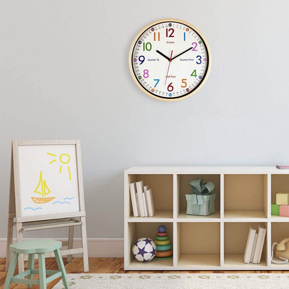 QIHE-Teaching Clock for Kids | 12 inch Educational Wall Clock for ...